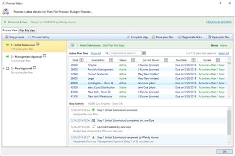 viewing the status of plan file processes