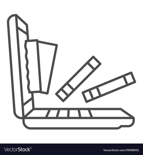 Books Fall From Open Laptop Thin Line Icon Vector Image