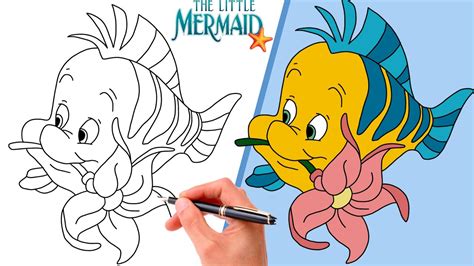 How To Draw FLOUNDER FROM THE Babe MERMAID ESAY YouTube