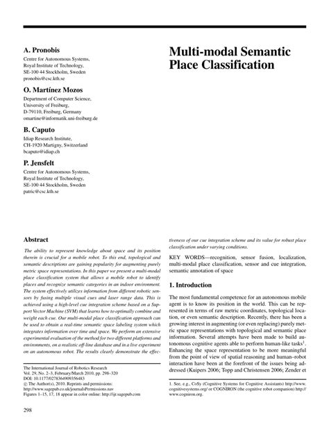 PDF Multi Modal Semantic Place Classification