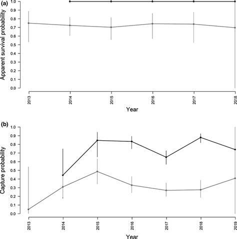 Nonsexspecific Probabilities Of A Survival And B Recapture With Download Scientific
