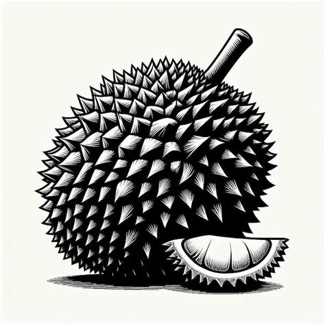 색 바탕의 듀리안 실루 라인 아트 터 일러스트레이션 프리미엄 벡터