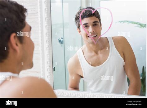 Man Reflection In Mirror Stock Photo Alamy