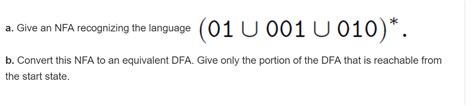 Solved A Give An NIFA Recognizing The Language 01 U 001 U Chegg Com