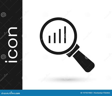 Black Magnifying Glass And Data Analysis Icon Isolated On White Background Vector Stock Vector