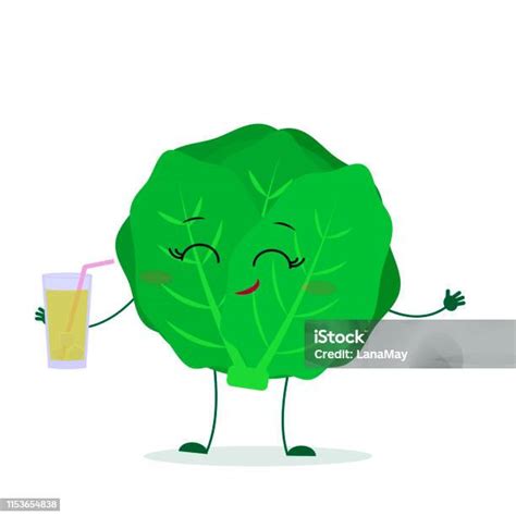 귀여운 양배추 야채 만화 과일 캐릭터 주스와 함께 유리를 들고 로고 템플릿 디자인입니다 벡터 일러스트 레이 션 플랫 스타일