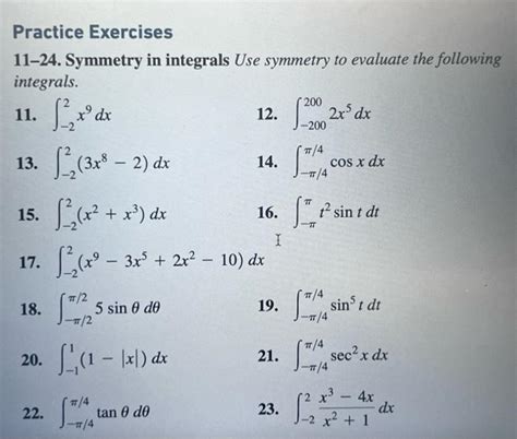 Solved Practice Exercises 11 24 Symmetry In Integrals Use