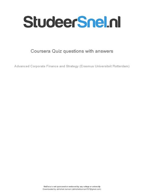 coursera quiz questions with answers pdf cost of capital