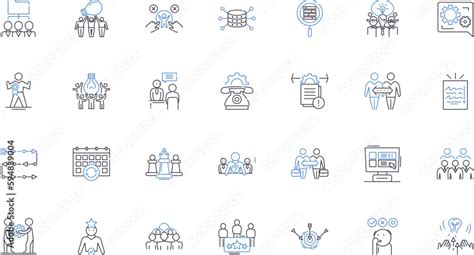 Multinational Corporation Line Icons Collection Globalization Expansion Diversity