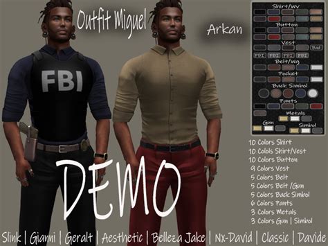 Second Life Marketplace Arkan Outfit Miguel Fitmesh Demo