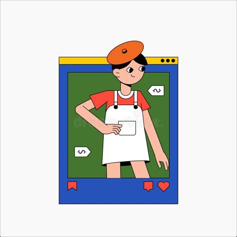 Female Model In Flat Vector Illustration Symbolizing Fashion Advertisement And Digital Marketing