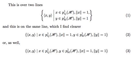 Math Mode Ho To Write The Condition Of A Set In Several Lines Tex