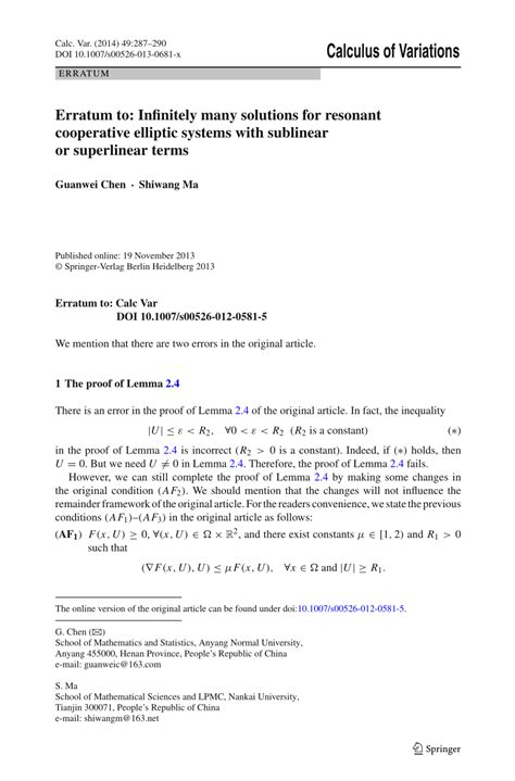 Pdf Infinitely Many Solutions For Resonant Cooperative Elliptic Systems With Sublinear Or
