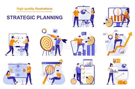 Strategic Planning Web Concept With People Scenes Set Stock Vector Illustration Of Concept