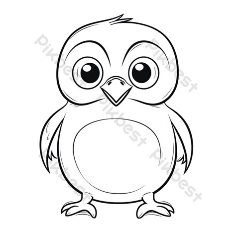귀여운 펭귄 윤곽선 스케치 그리기 벡터를 가진 아이들을 위한 작은 펭귄 색칠 페이지 일러스트 Png Png 무료 다운로드 Pikbest