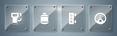 모터 가스 게이지 가스 충전소 프로판 탱크 및 가솔린을 설정합니다 정사각형 유리 패널 벡터 0명에 대한 스톡 벡터 아트 및 기타