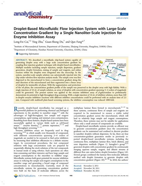 Pdf Droplet Based Microfluidic Flow Injection System With Large Scale Concentration Gradient