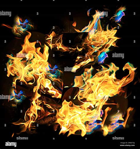 Fire And Flames Raging Heat With Vivid Rainbow Colors From Fun Color