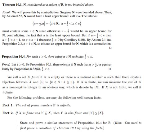 Solved Theorem 10 1 N Considered As A Subset Of R Is Not Chegg Com