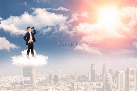 구름 한 사람 한 상 위에 앉아 있다 배경 사진 및 창의적인 일러스트 무료 다운로드 Lovepik