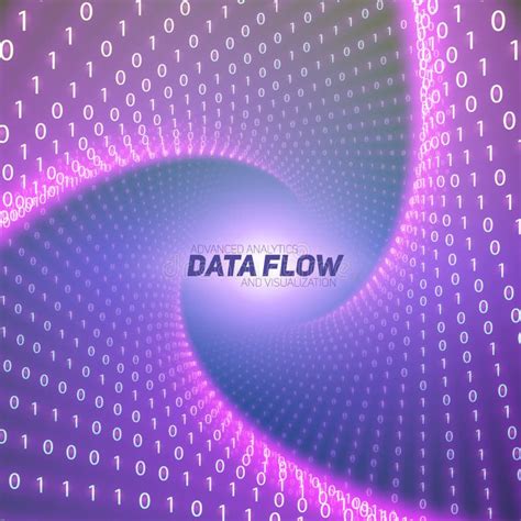 Vector Data Flow Visualization Violet Big Data Flow As Binary Numbers