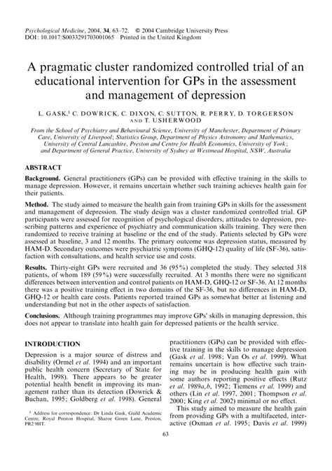 Pdf A Pragmatic Cluster Randomized Controlled Trial Of An Educational Intervention For Gps In