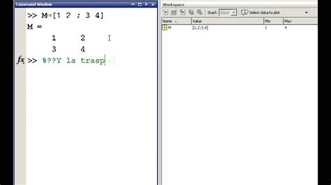 Matriz Traspuesta En Matlab Transponse Matrix Using Matlab Youtube