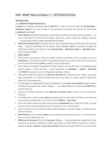 Sap Abap Manual Basico 1docx Compress Pdf Sql Servidor Sql De
