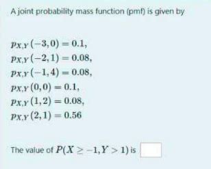 Solved A Joint Probability Mass Function Pmf Is Given By Chegg Com