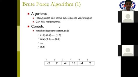 analisa algoritma maximum contiguous sub sequence sum youtube