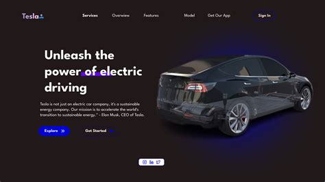 tesla landing page on behance