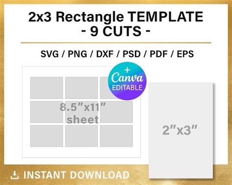 2x3 Inches Rectangle Blank Template Sticker Template Multipurpose Labels Diy Planner Canva