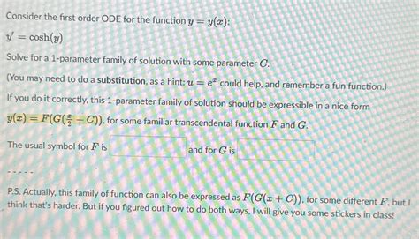 Solved Consider The First Order Ode For The Function Yyx