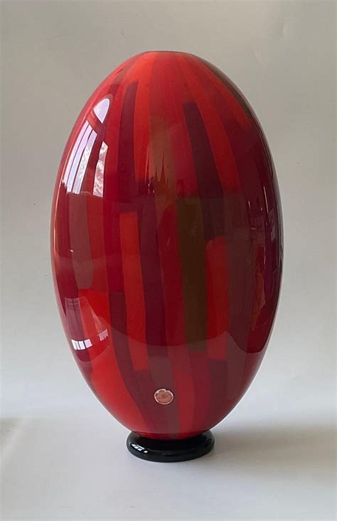 Large Seguso Viro Vibrant Red Murano Glass Signed Patchwork Vase For Sale At 1stdibs