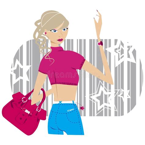 Fille Dans Des Jeans Illustration De Vecteur Illustration Du Heureux