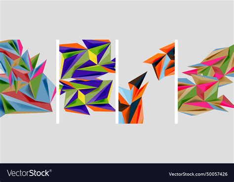 Set Of Mosaic Triangle Pattern Abstract Posters Vector Image