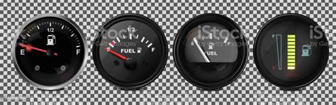 자동차의 연료 레벨 표시기의 벡터 현실적인 3d 세트 투명한 배경에 그림입니다 0명에 대한 스톡 벡터 아트 및 기타 이미지