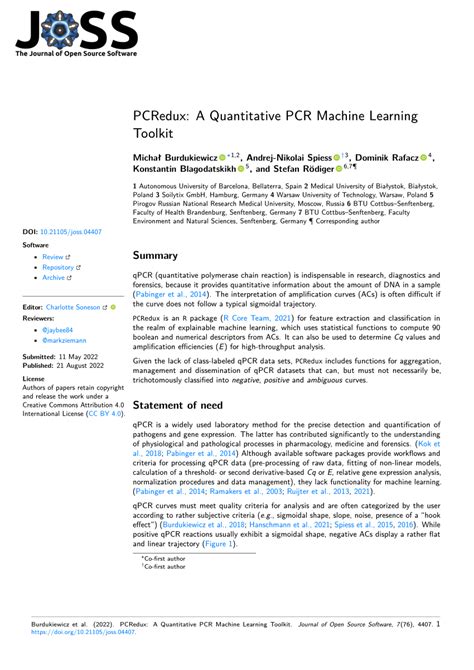 Pdf Pcredux A Quantitative Pcr Machine Learning Toolkit