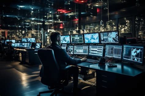 Premium Ai Image Cybersecurity Operations Center Monitor Generative Ai