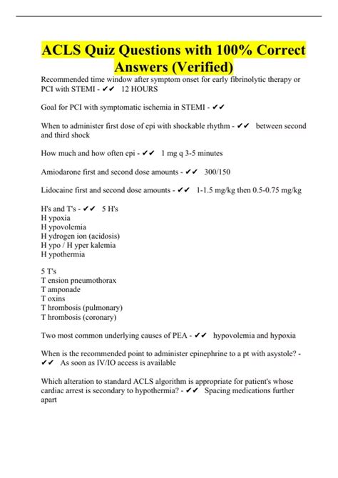 Acls Quiz Questions With 100 Correct Answers Verified Acls Stuvia Us