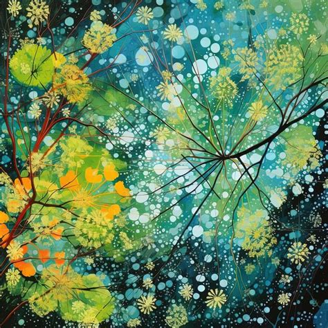 Premium Photo A Painting Of A Tree With Lots Of Leaves