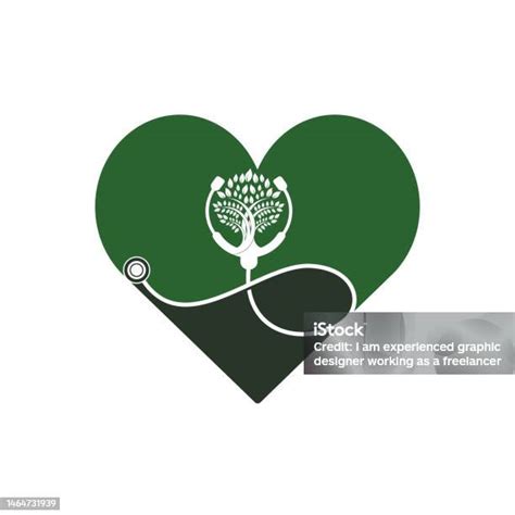 건강 청진기 벡터 로고 디자인 나무 아이콘 벡터 디자인의 청진기 개념에 대한 스톡 벡터 아트 및 기타 이미지 개념 개념과 주제 건강관리와 의술 Istock