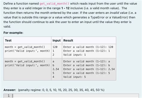 Solved Define A Function Named Get Valid Month Which Reads Chegg