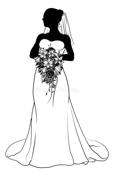 Bride Bridal Wedding Dress Silhouette Woman Design Stock Vector