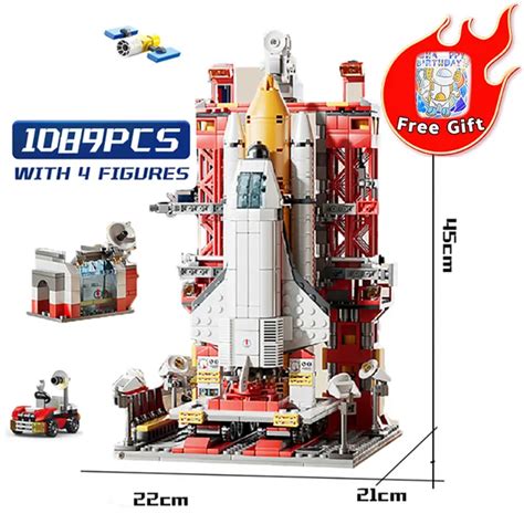 우주 항공 빛나는 달 우주 정거장 로켓 빌딩 블록 비행기 로켓 선박 벽돌 장난감 어린이 크리스마스 선물 Aliexpress