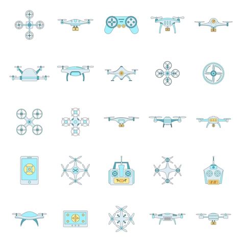 Premium Vector Drone Delivery Camera Quadcopter Icons Set Outline Illustration Of 25 Drone