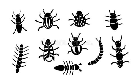 Insect Simple Icons Set Vector Collection Of Bugs Symbols In Thin