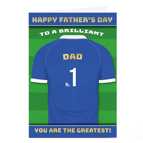 Buy Personalised Get Carter Fathers Day Card Blue Football Shirt