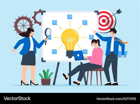 Colleagues Setting Up Innovation Hub With Sticky Vector Image