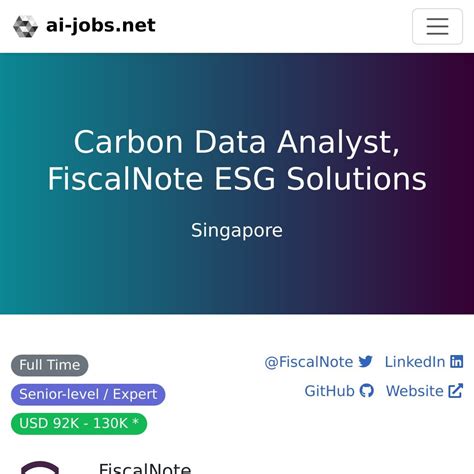 Hiring Carbon Data Analyst Fiscalnote Esg Solutions In Singapore R